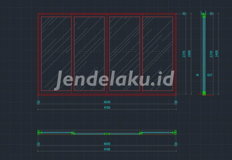 Download Detail Pintu Geser Aluminium DWG AutoCAD