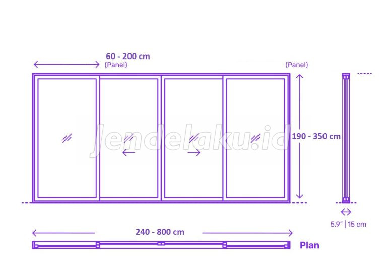 Pintu Sliding Aluminium 2 Daun yang Populer dan Hemat Ruang